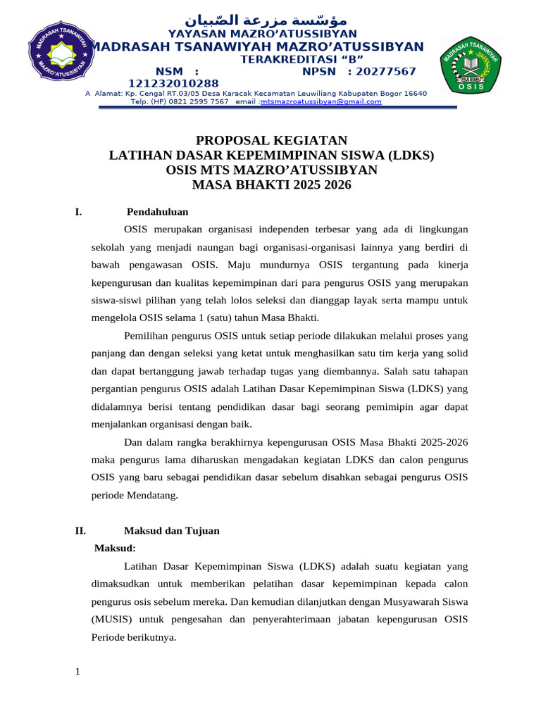 Proposal Ldks 2025-2026 | PDF