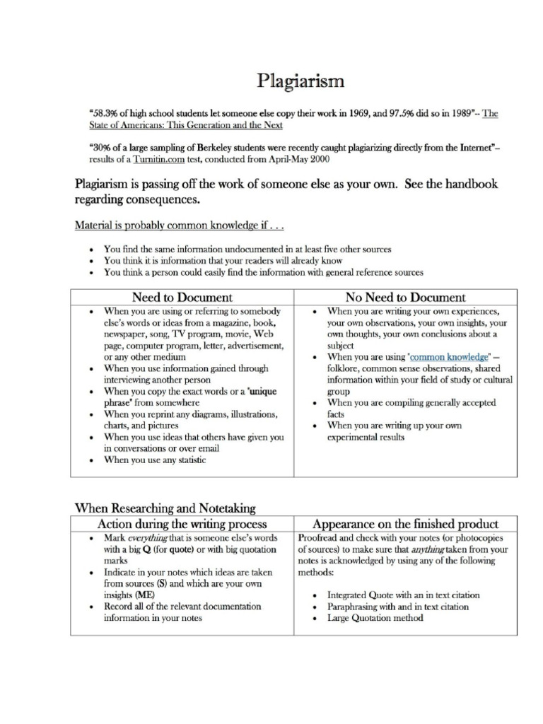 PLAGIARISM and Making Sure You Are Safe | PDF