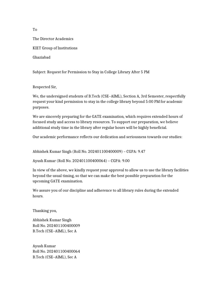 Library Permission Request | PDF