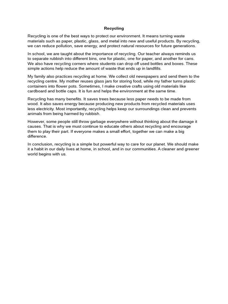 Essay Recycling | PDF