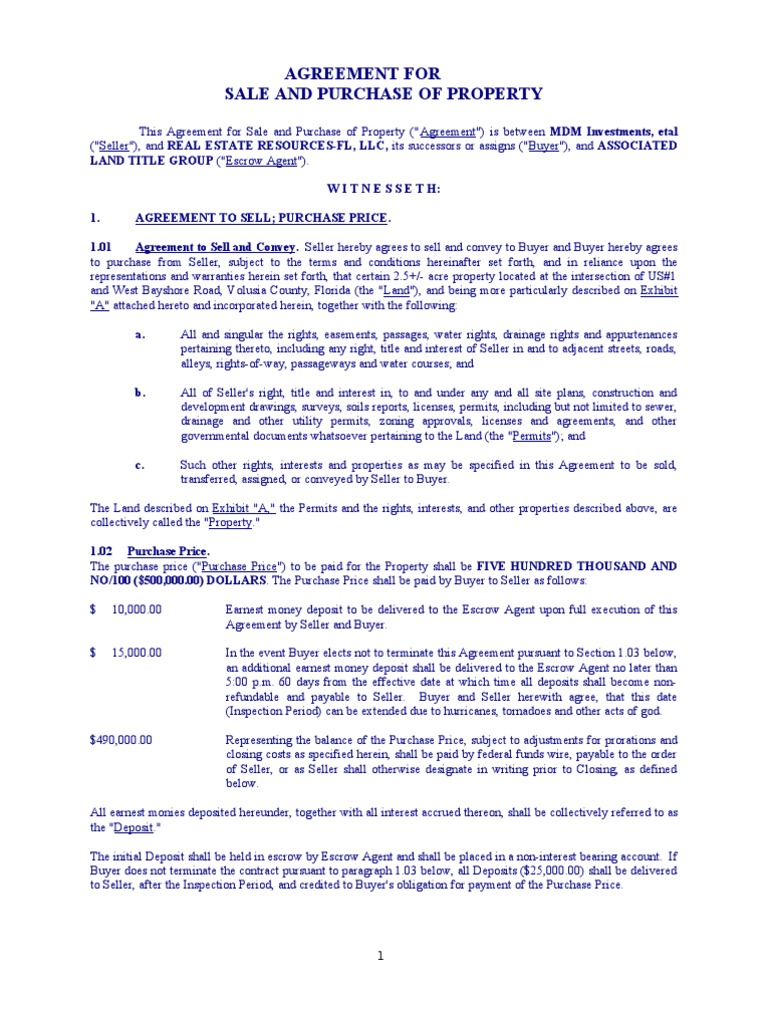 Land Purchase Agreement | PDF | Title Insurance | Law Of Agency