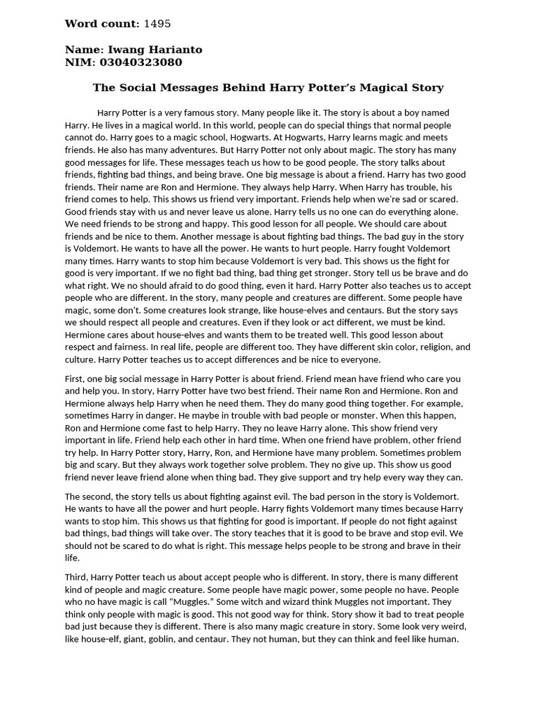 The Social Messages Behind Harry Potter's Magical Story | PDF | Harry ...
