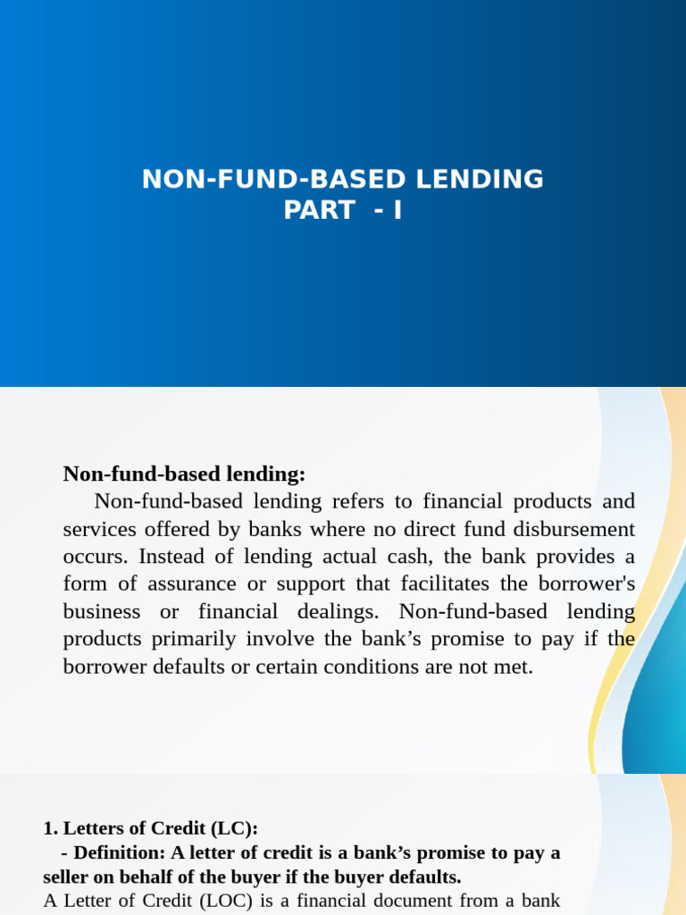 Non Fund Based Lending Part 1 | PDF | Loans | Debt