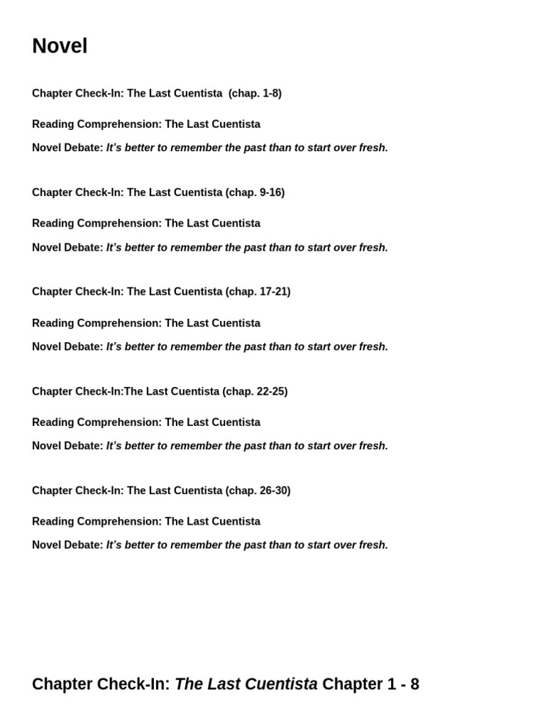 Chapter Summaries: The Last Cuentista | PDF