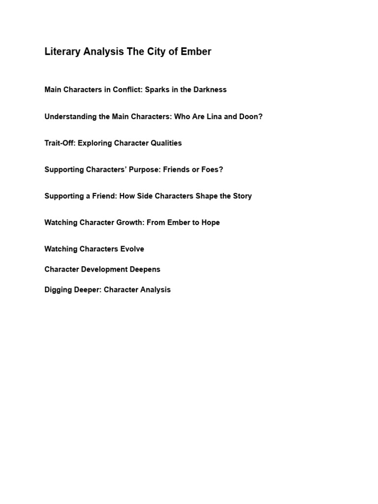Literary Analysis - The City of Ember - DONE | PDF