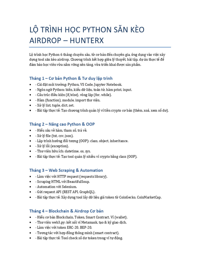 HunterX Python Airdrop Detail | PDF