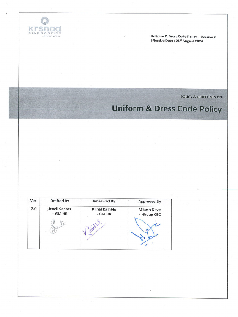 Uniform Dress Code Policy | PDF