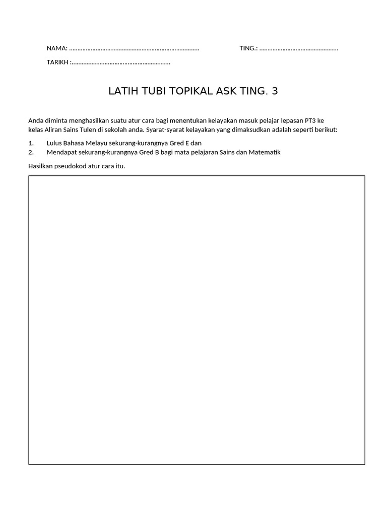 Kelayakan Masuk Kelas Sains Tulen PT3 | PDF