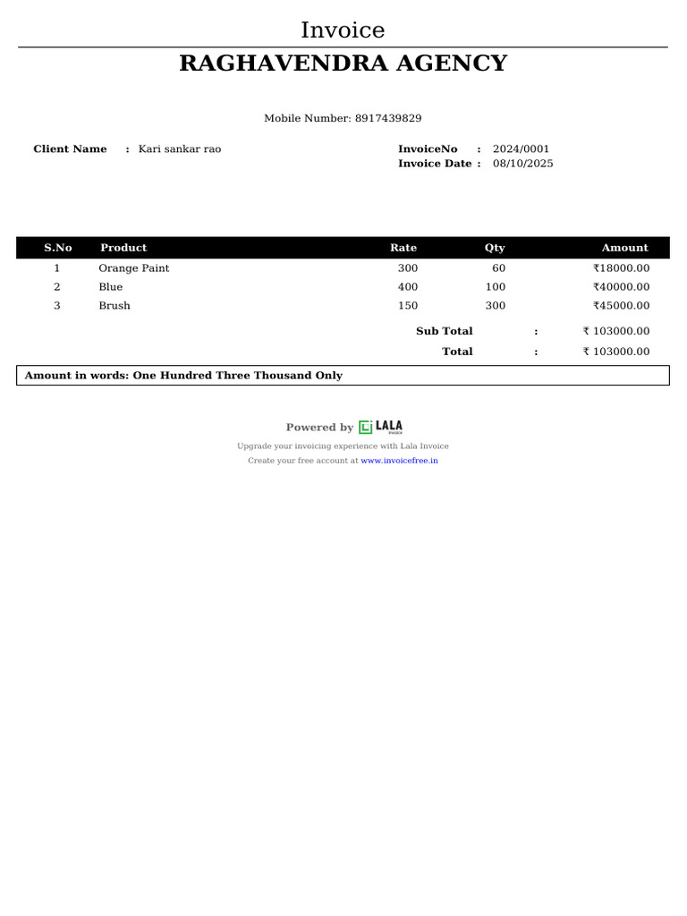 Invoicefree - 2025 10 08 | PDF