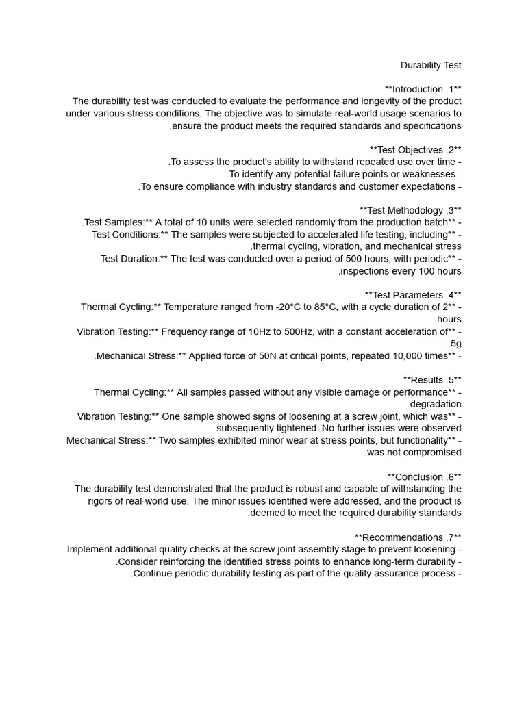 Durability Test | PDF | Physical Sciences | Applied And ...