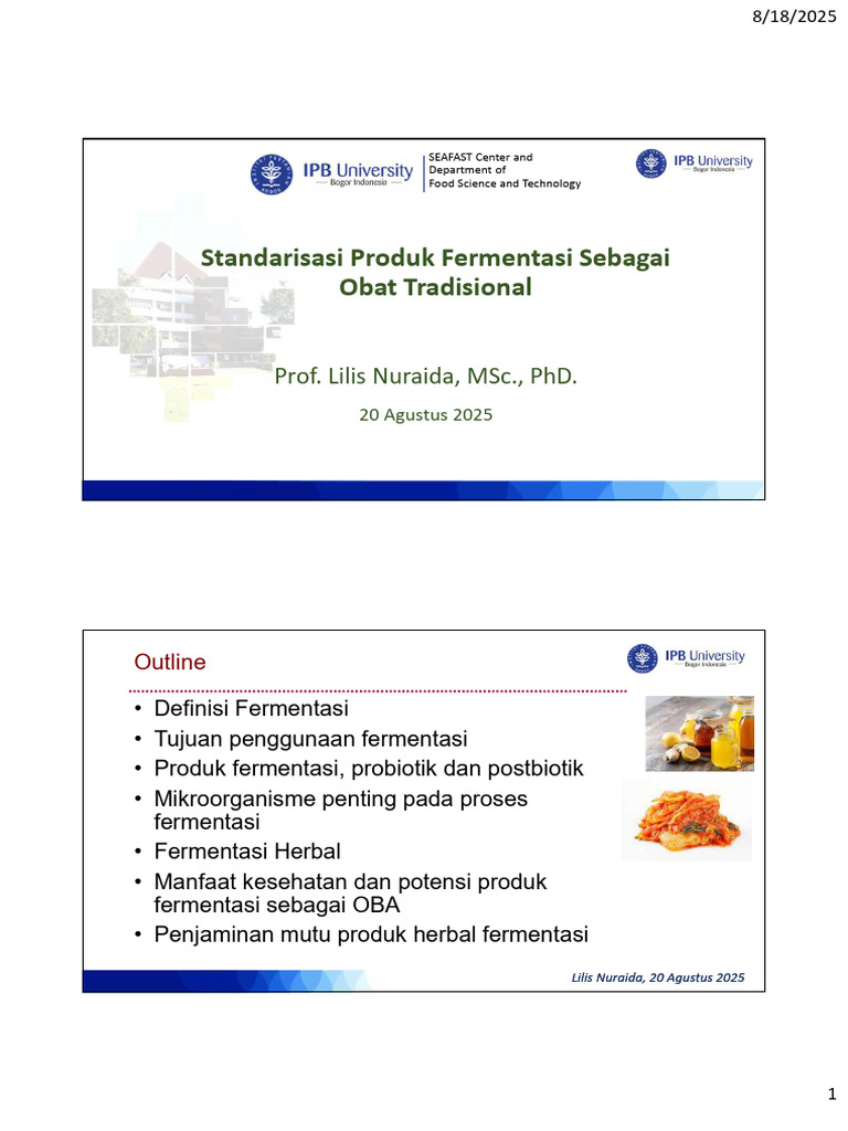 Standarisasi Produk Fermentasi Herbal | PDF