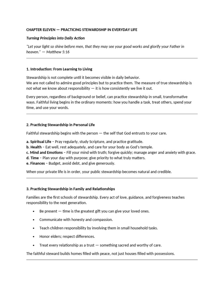 Everyday Stewardship Practices | PDF | Gratitude