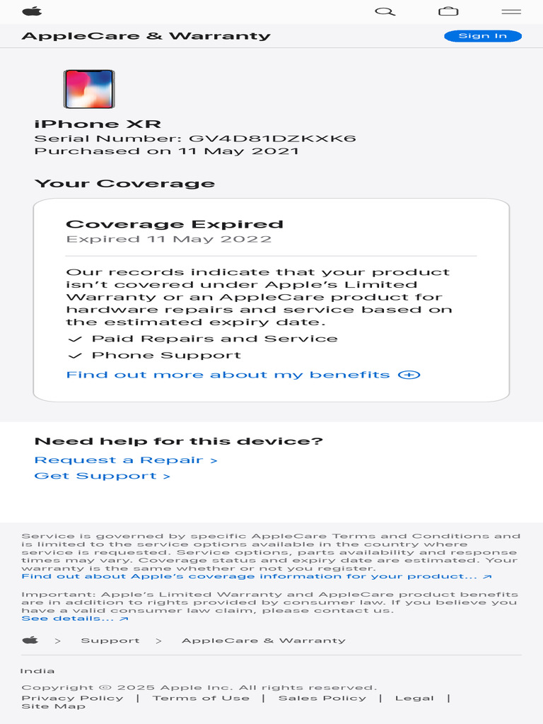 iPhone XR Warranty Coverage Expired | PDF