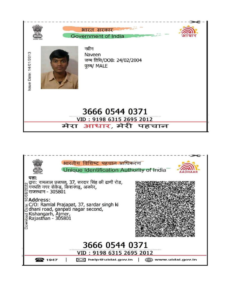 Aadhar Card - Naveen | PDF