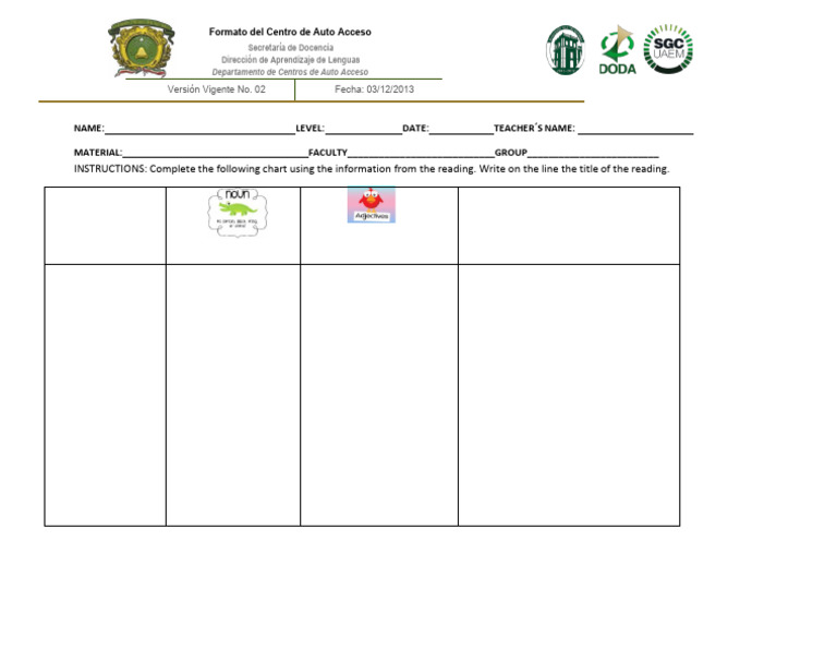 Reading Answer Sheet Ingles 5 | PDF
