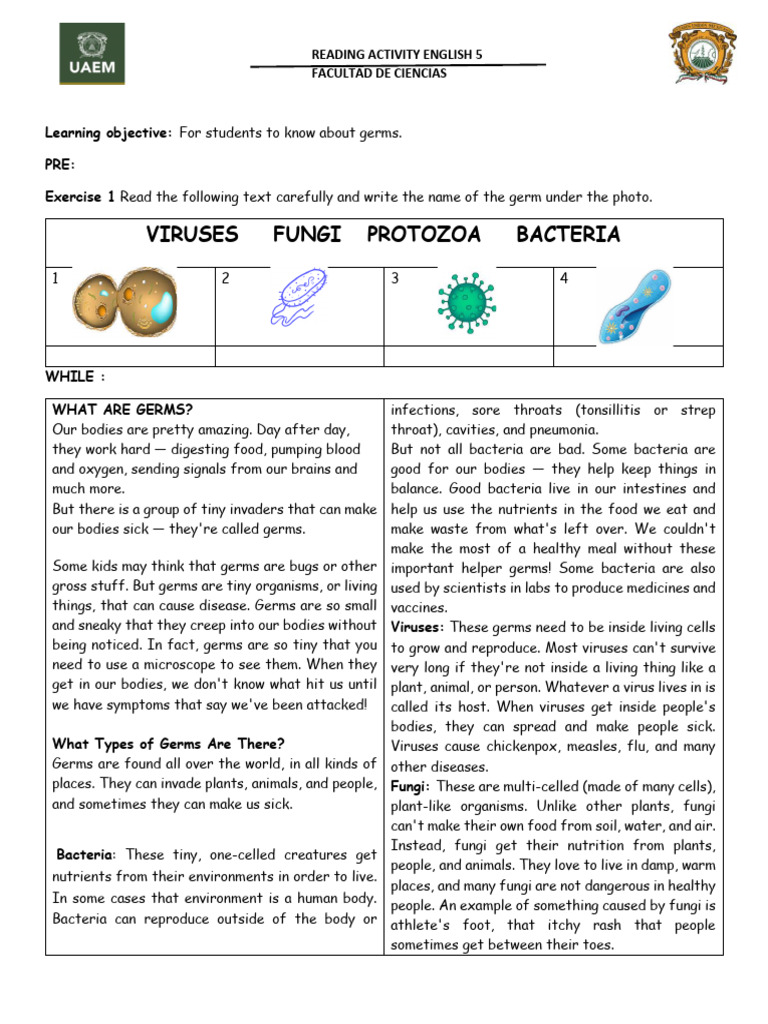 Reading Activity Ingles 5 | PDF | Pathogen | Bacteria