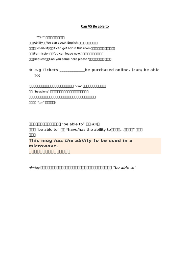 Can Be Able To Notes | PDF