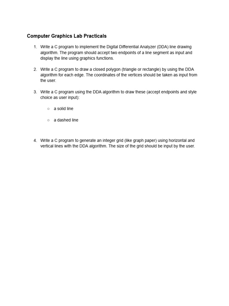 2 - DDA Algorithm Lab Practicals | PDF