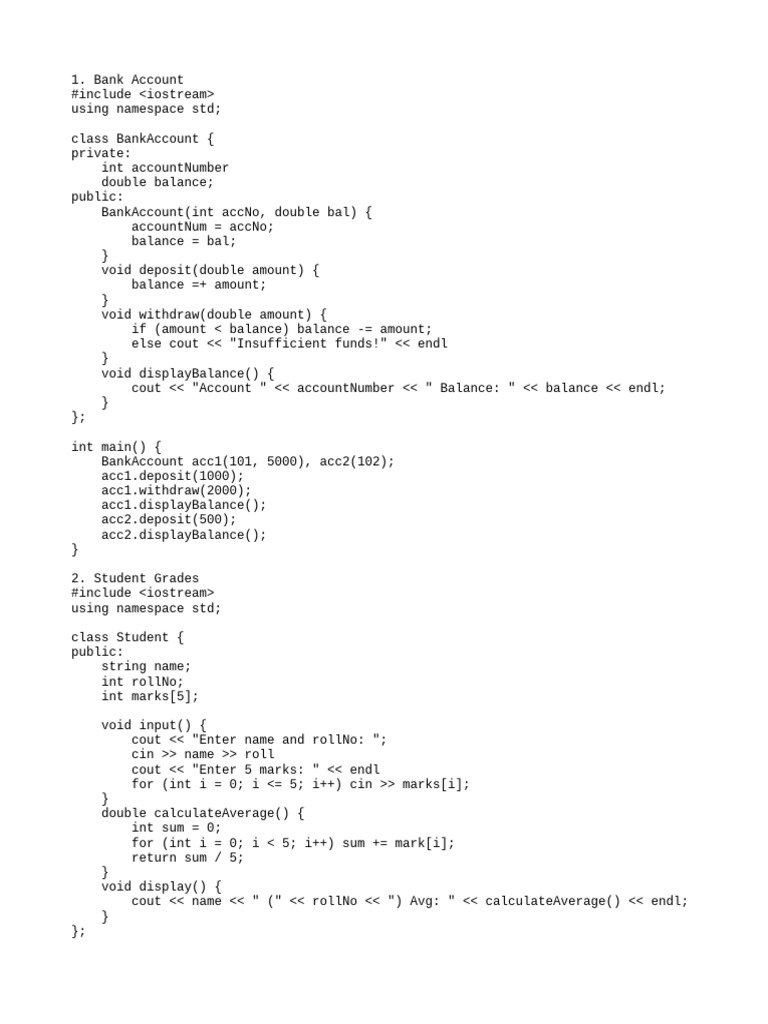 3.+Cpp Practice Problems Error | PDF | Area | Namespace