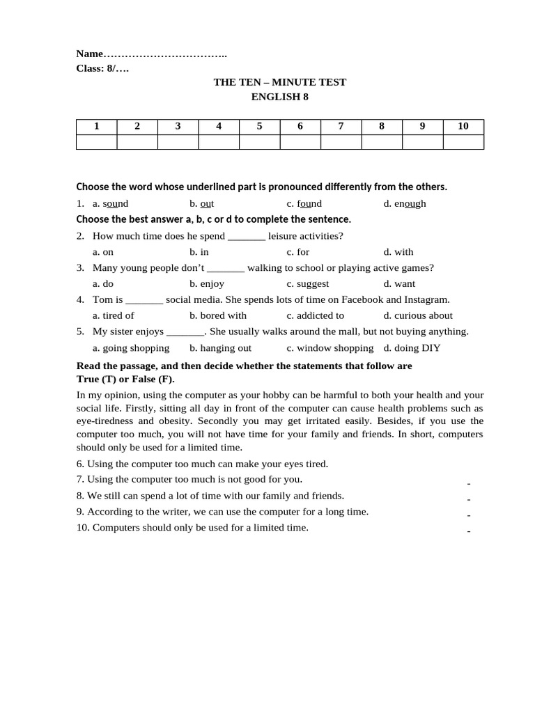 Test 8-1 | PDF