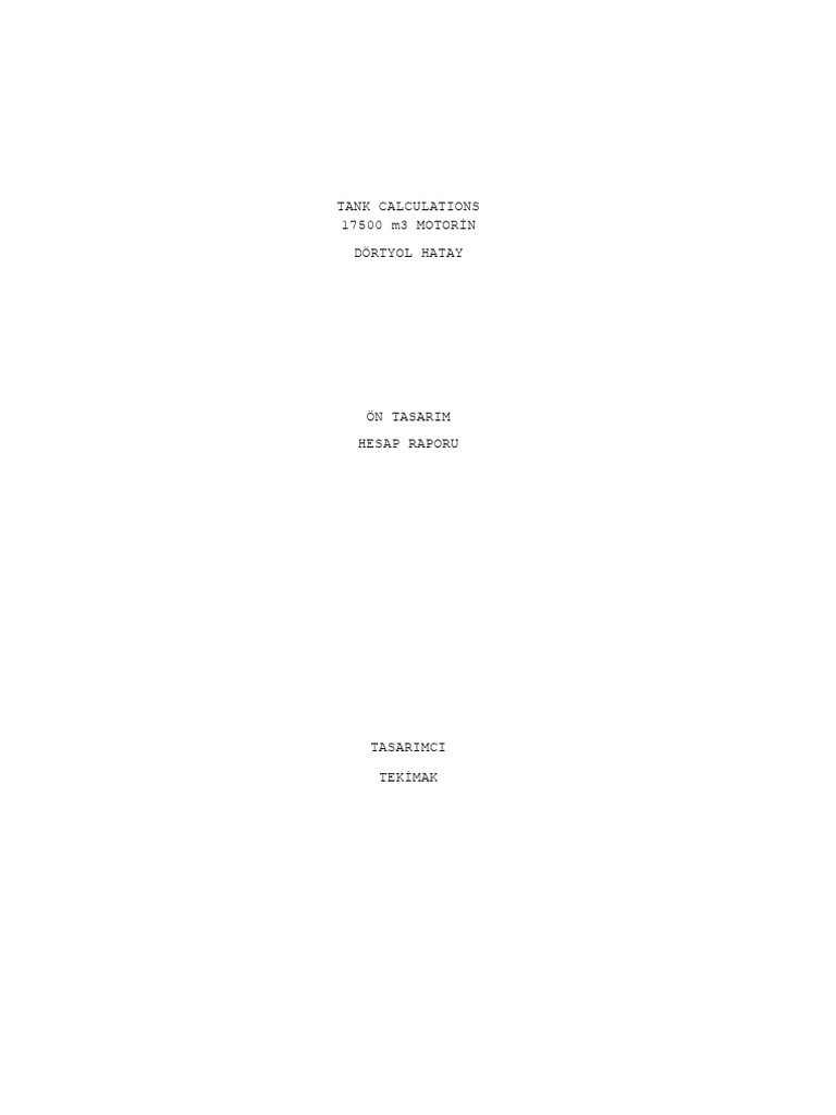 Tank Design Report for 17500 m³ Motorin | PDF | Liquids | Pressure