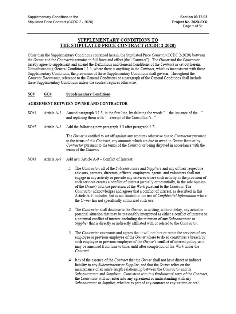 APPENDIX E Supplementary Conditions13 | PDF | Damages | Employment