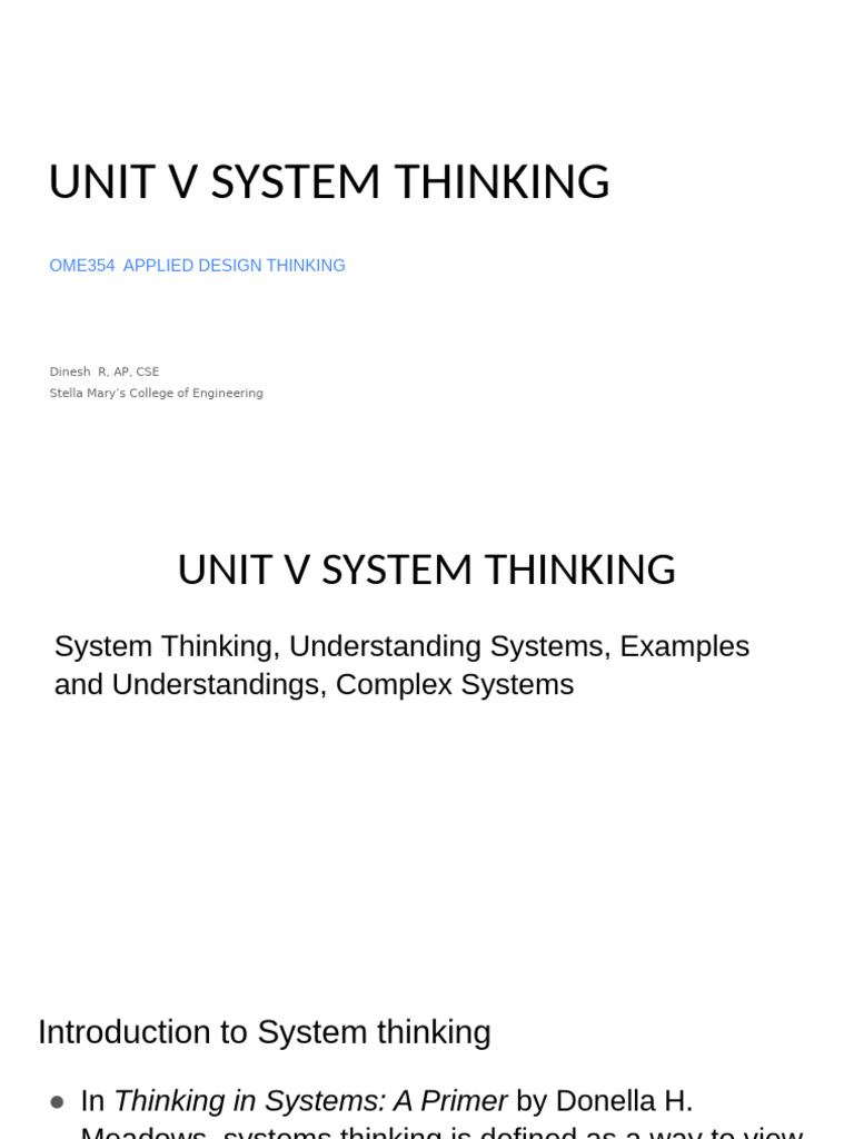 Understanding Systems Thinking Concepts | PDF | Negative Feedback | System