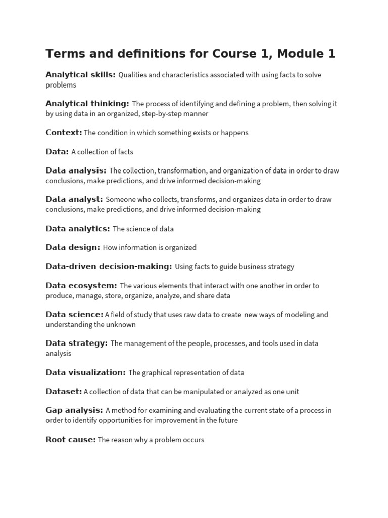 6 Terms and Definitions For Course 1 | PDF