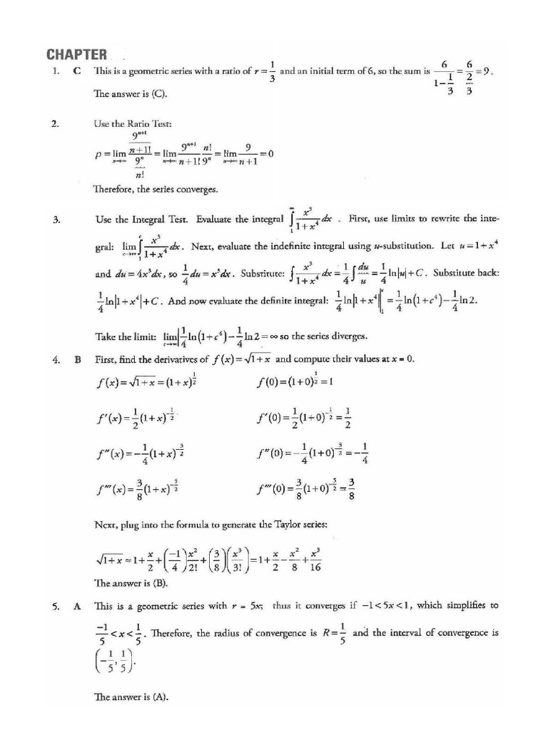 AP Calculus BC End of Chaptr Drills Set - 21 2023 Answer Key | PDF