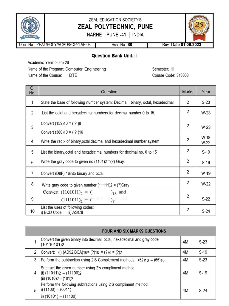 Unit Wise Question Bank | PDF | Logic Gate | Computer Memory