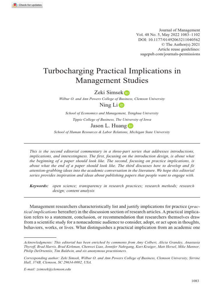 Writing Practical Implications | PDF | Policy | Target Audience