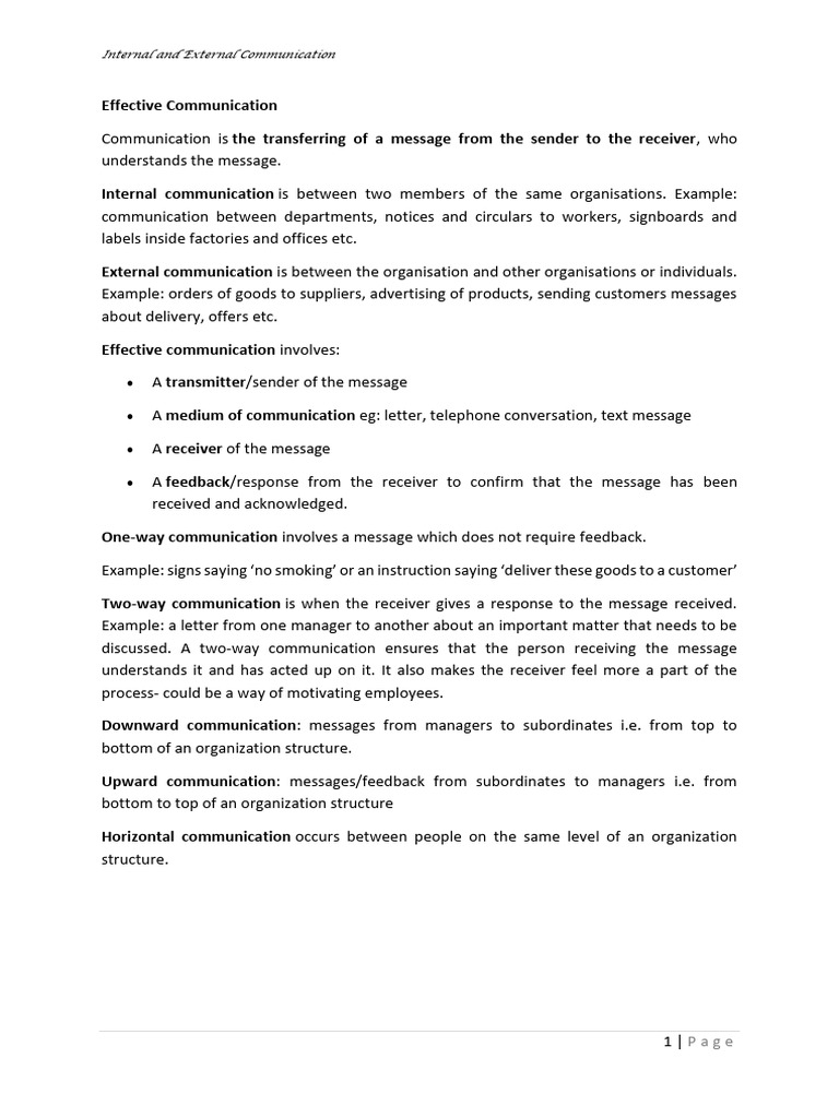 Internal vs External Communication Guide | PDF | Communication | Human ...