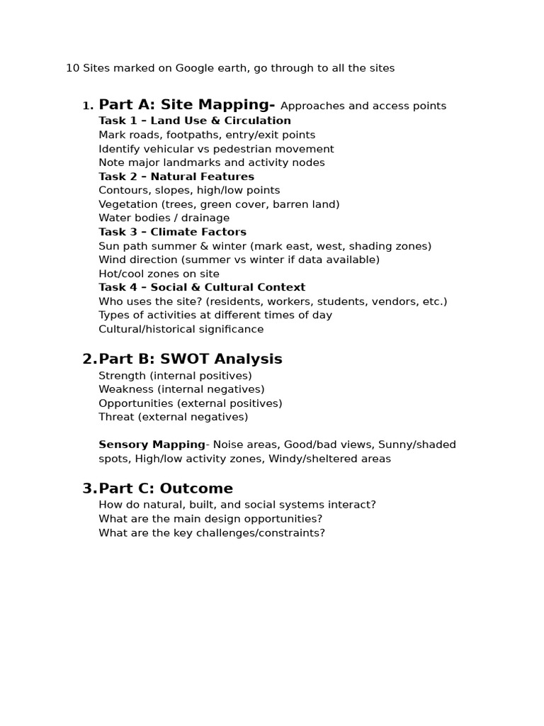 Sites Analysis Class Excercise | PDF