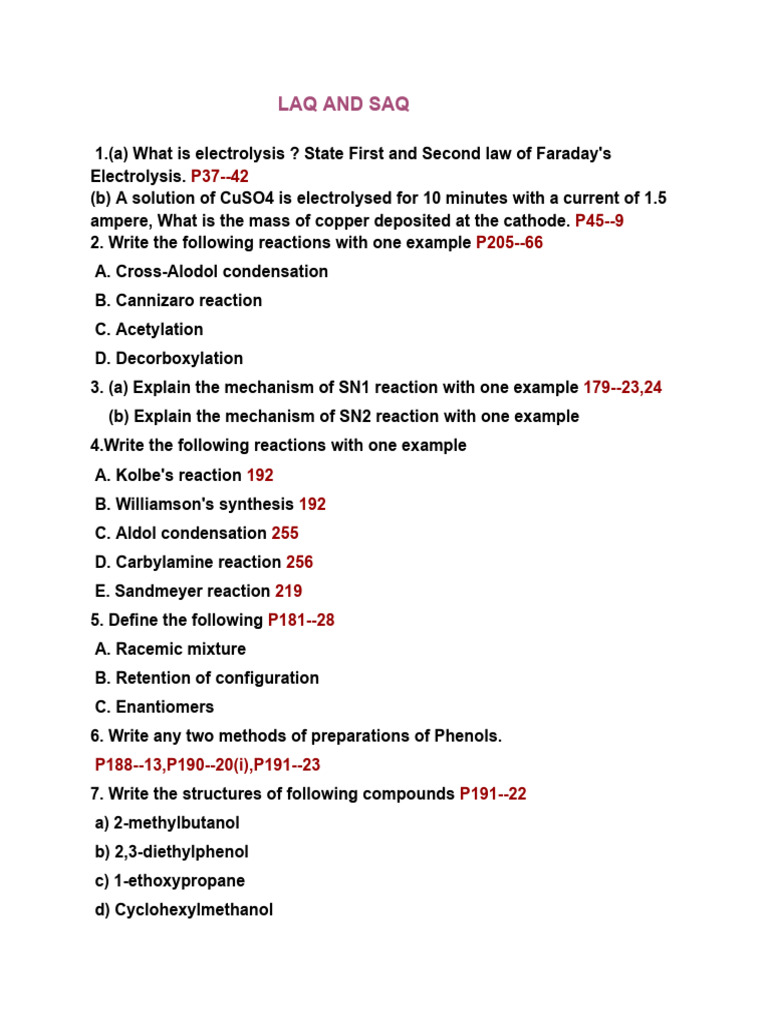 12 Class Laq, Saq and Vsaq | PDF | Chemical Reactions | Activation Energy