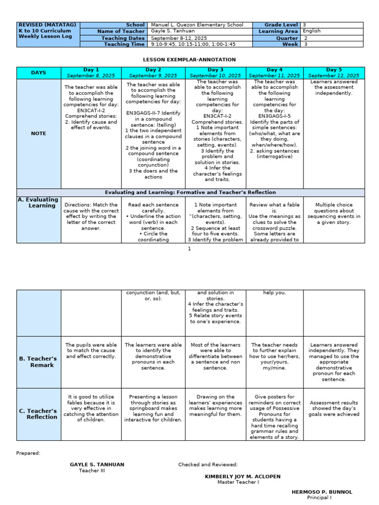 Annotation Template Week 3 | PDF | Teachers | Grammar