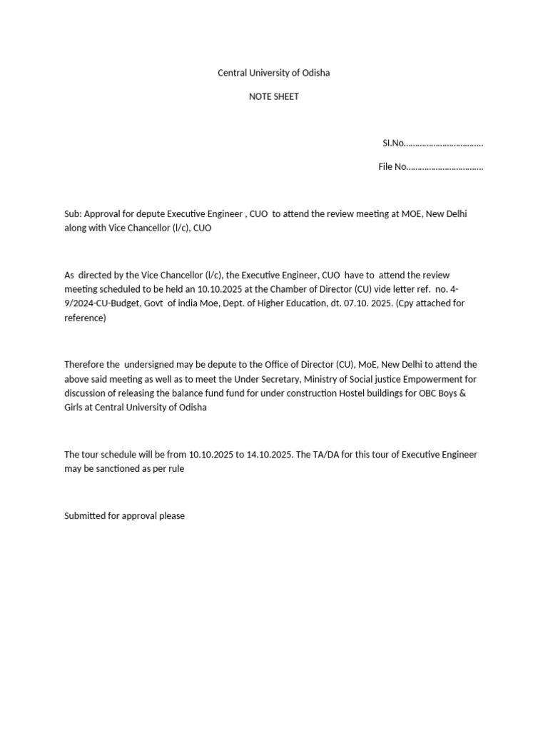CUO Executive Engineer Meeting Approval | PDF