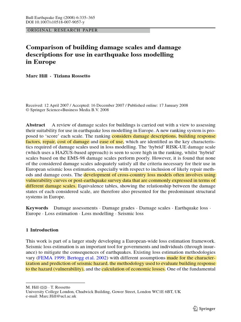 Earthquake Damage Scale Comparison in Europe | PDF | Seismology ...