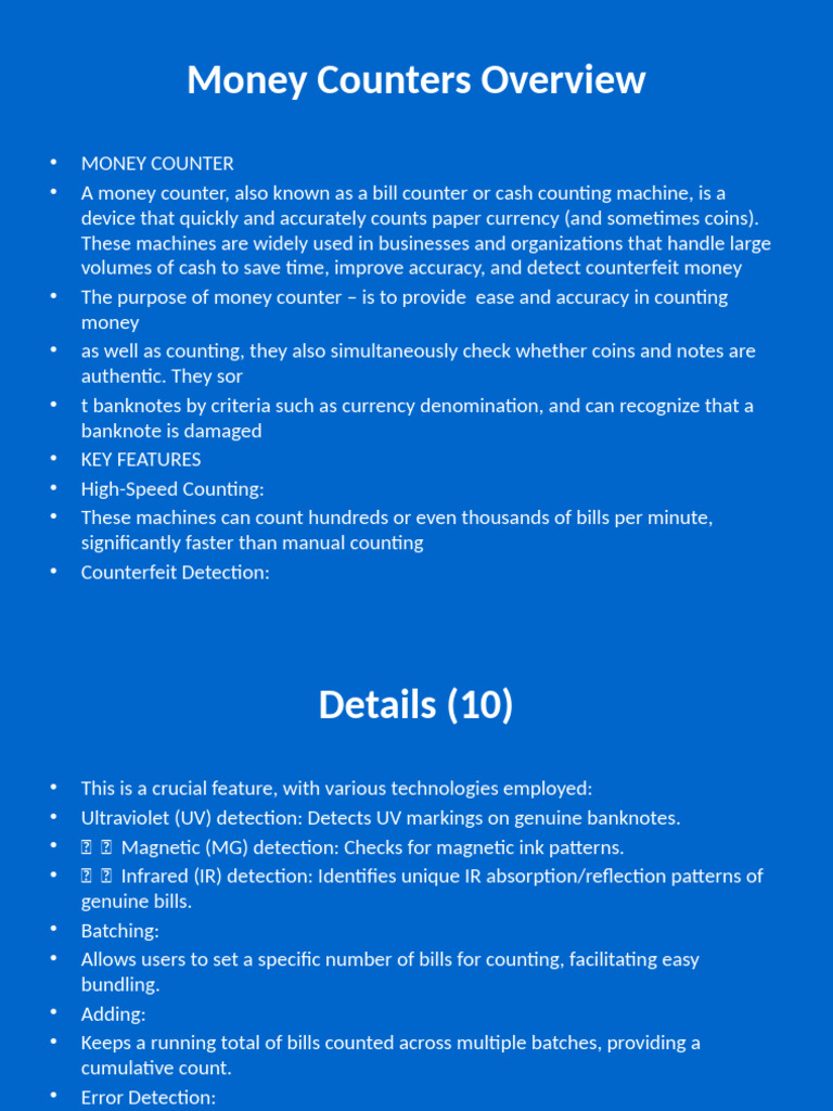 Comprehensive Money Counters Guide | PDF | Banknote | Money