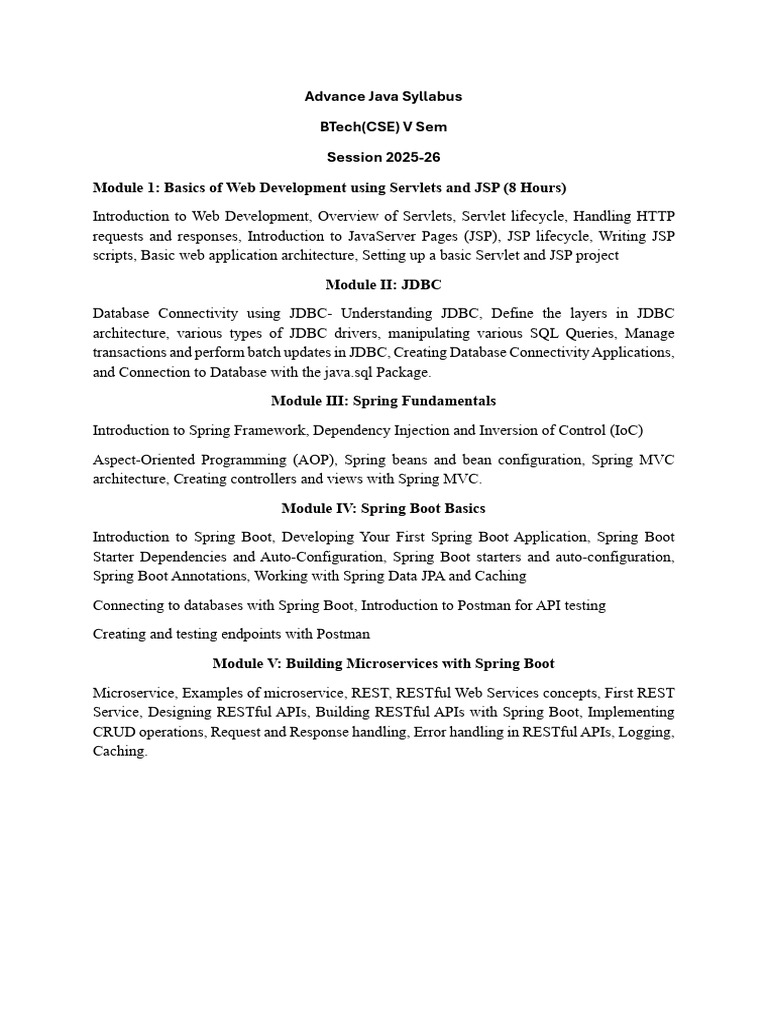 Advance Java Syl Lab Us | PDF