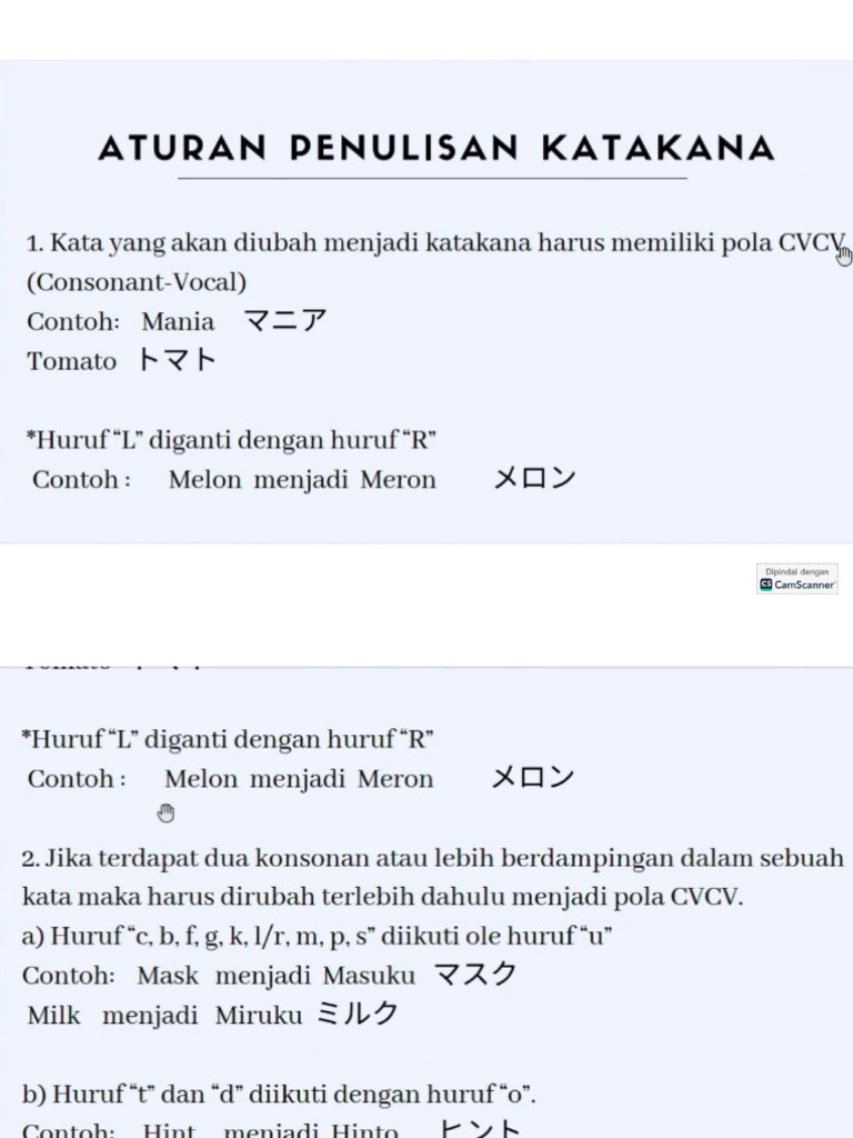 Aturan Penulisan Katakana | PDF