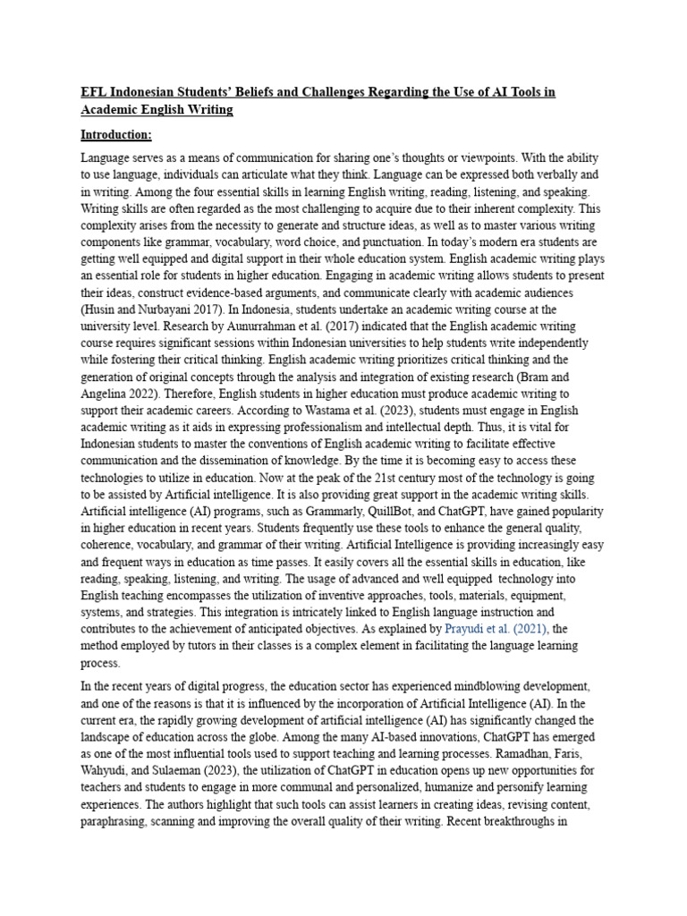 Effect of AI Tools On The Academic Writing Skills of Indonesian ...