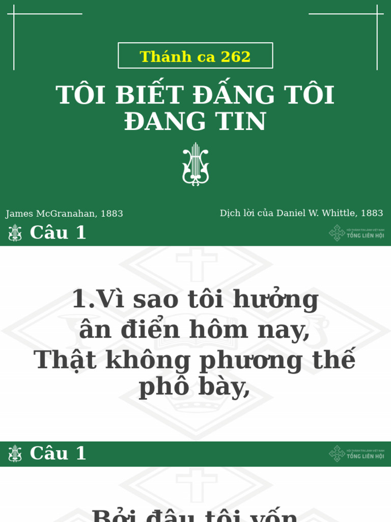 Thánh ca 262: Tôi Biết Đấng Tôi Đang Tin | PDF