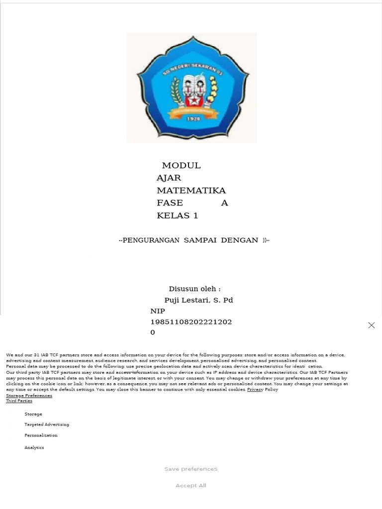 PDF Modul Ajar Matematika Pengurangan Bilangan Sampai Dengan 10 Fase ...