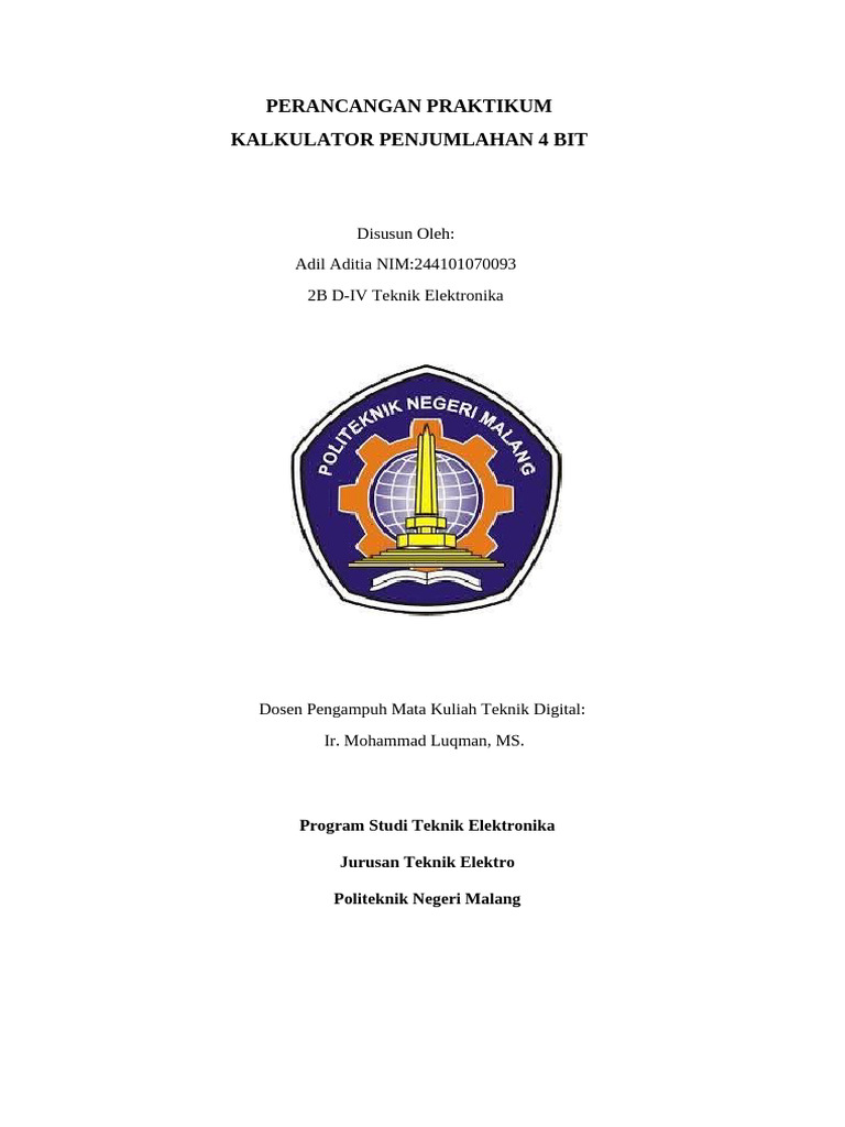 Kalkulator Penjumlahan Biner 4 Bit | PDF