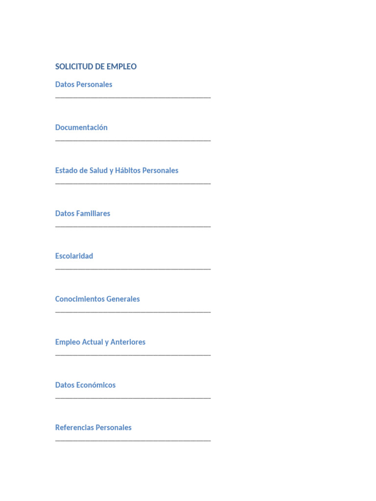 Formulario de Solicitud de Empleo | PDF