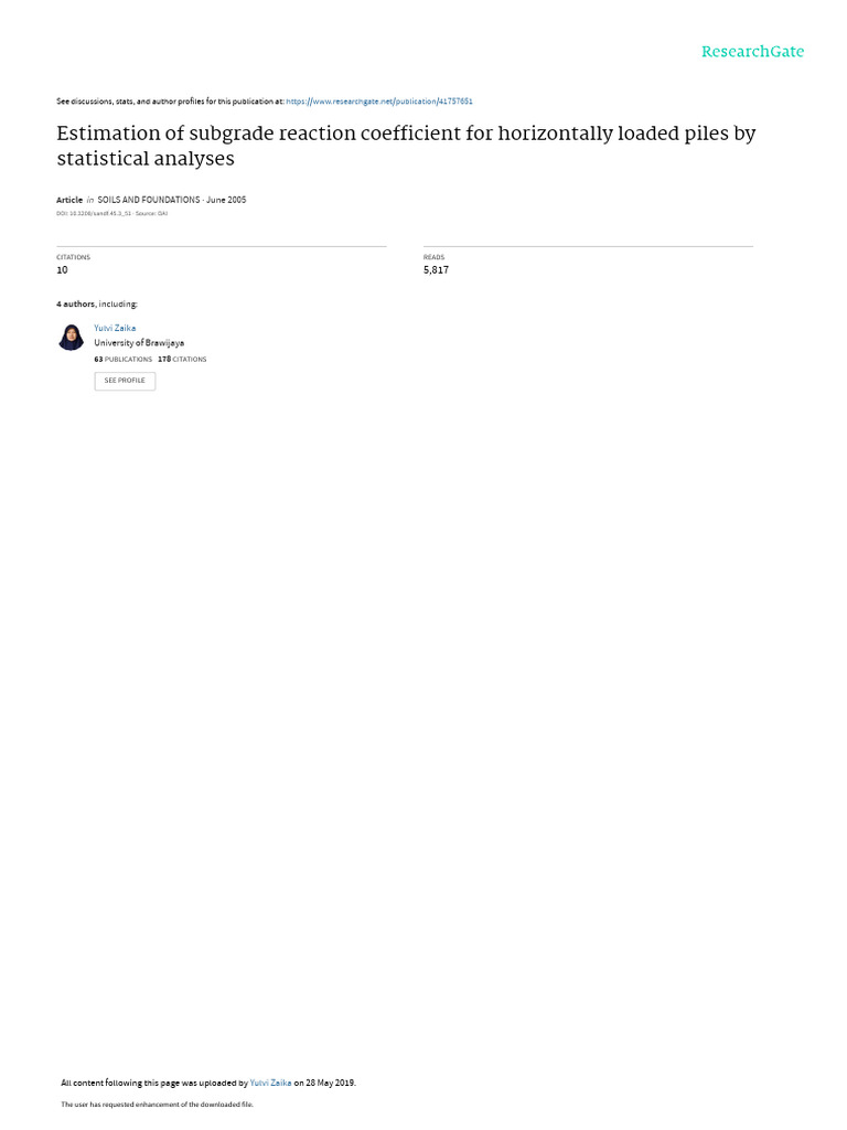 Subgrade Reaction Coefficient for Piles | PDF | World Wide Web ...