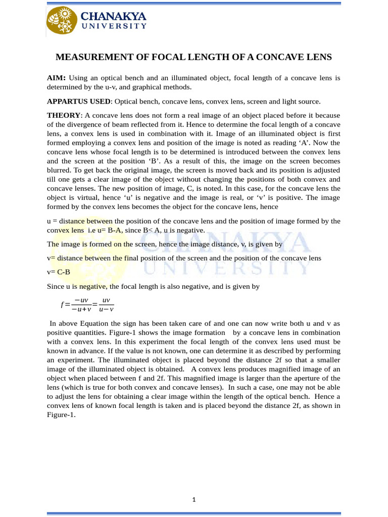 Focal Length Measurement of Concave Lens | PDF | Light | Atomic