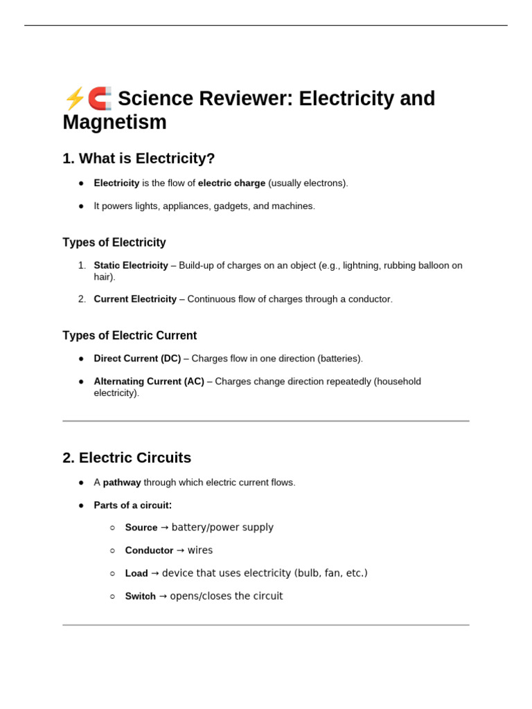 Electricity and Magnetism | PDF | Electricity | Electric Current