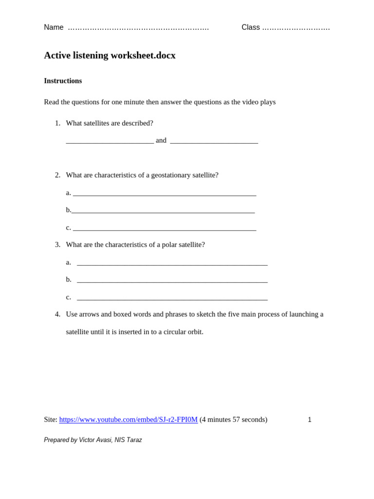 Active Listening Worksheet | PDF | Spaceflight | Chess Theory