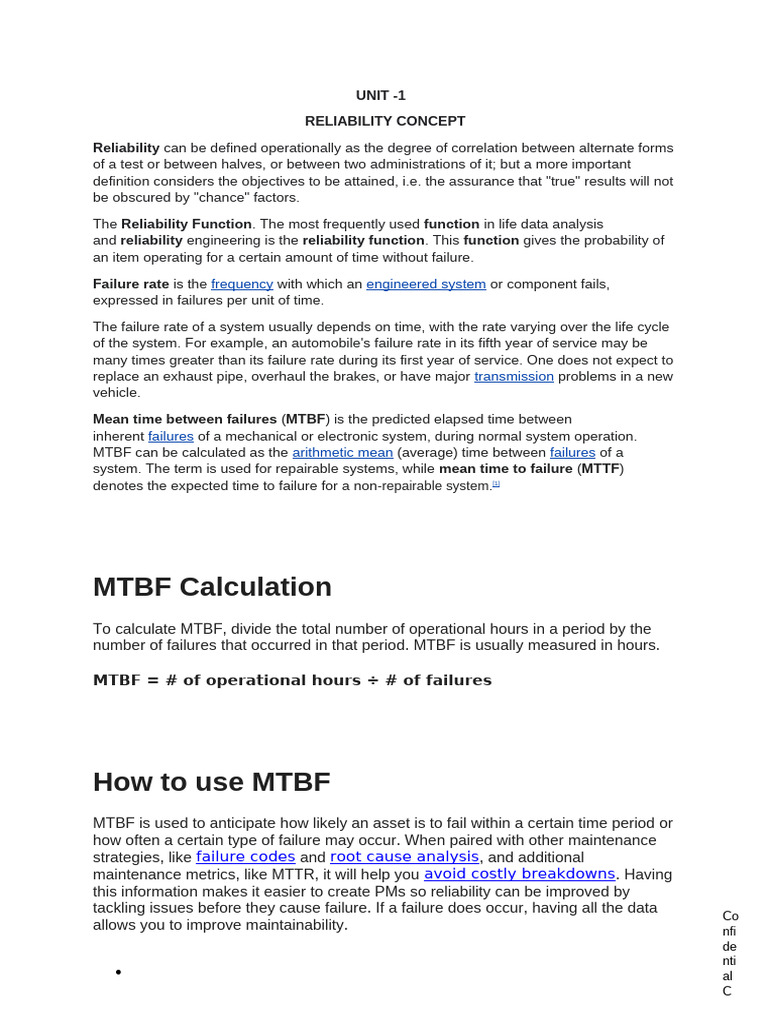 Understanding Reliability Metrics and Concepts | PDF | Reliability ...